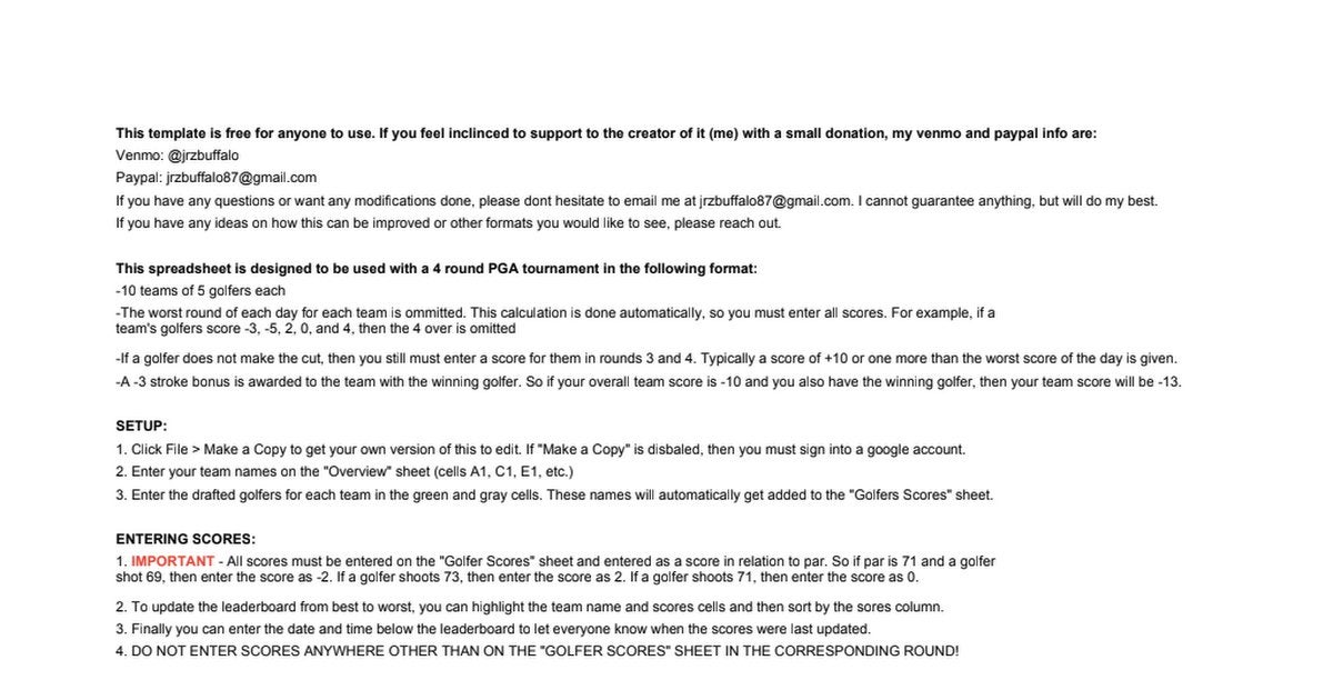 10 Team Golf Pool Template - FOGOLF - FOLLOW GOLF